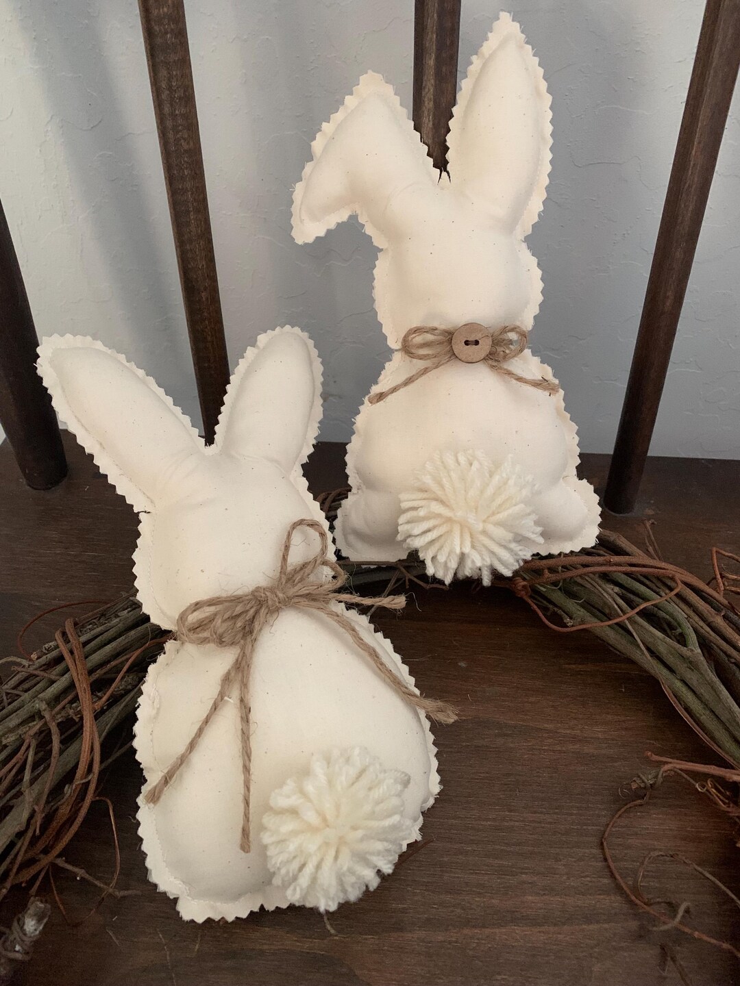Easter Bunny Farmhouse Fabric Easter Rabbit Set of 2 Shelf Setter for ...