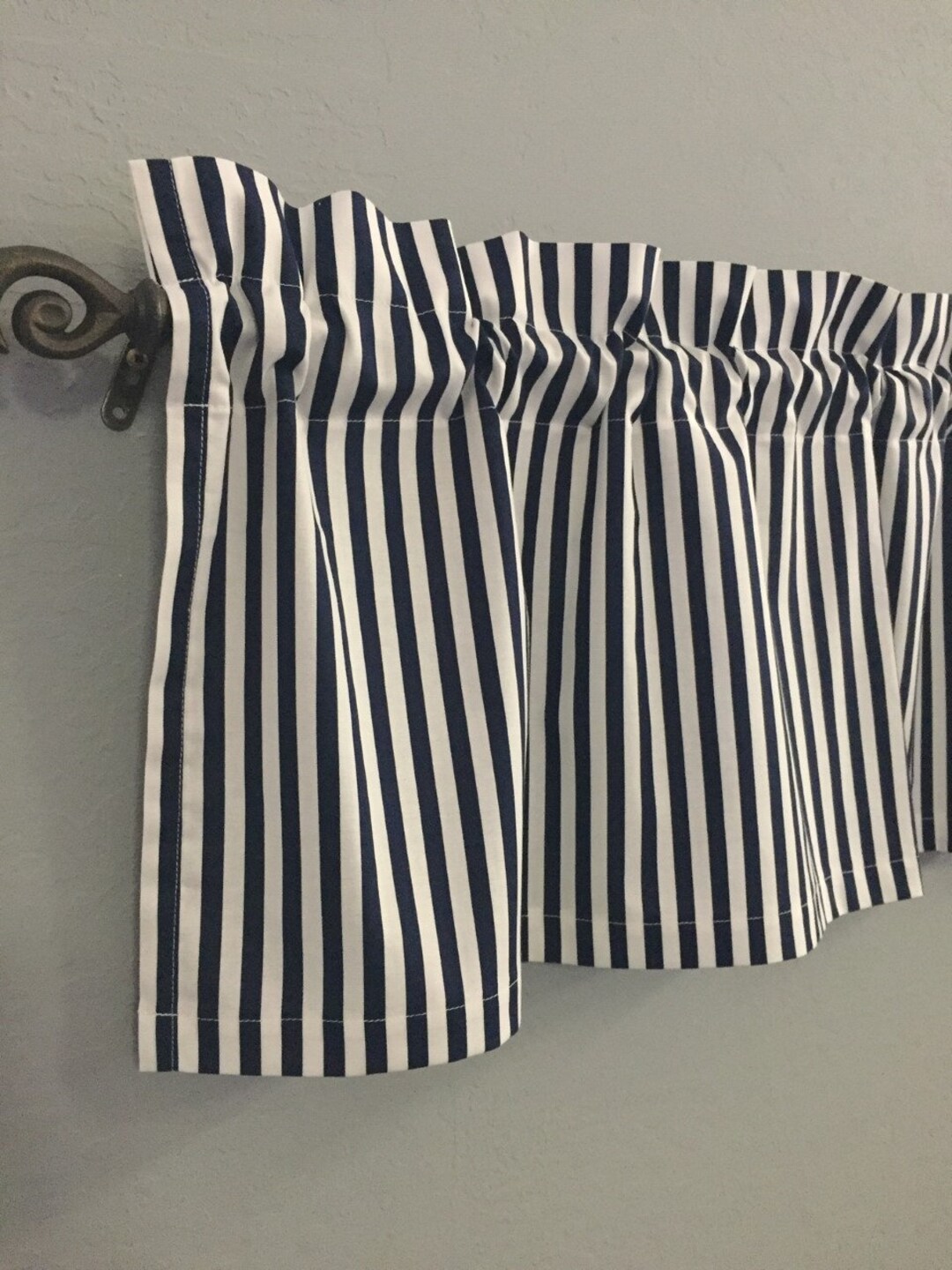 Navy Stripe Valance Nautical Curtain Cotton Classroom Motorhome Camper ...