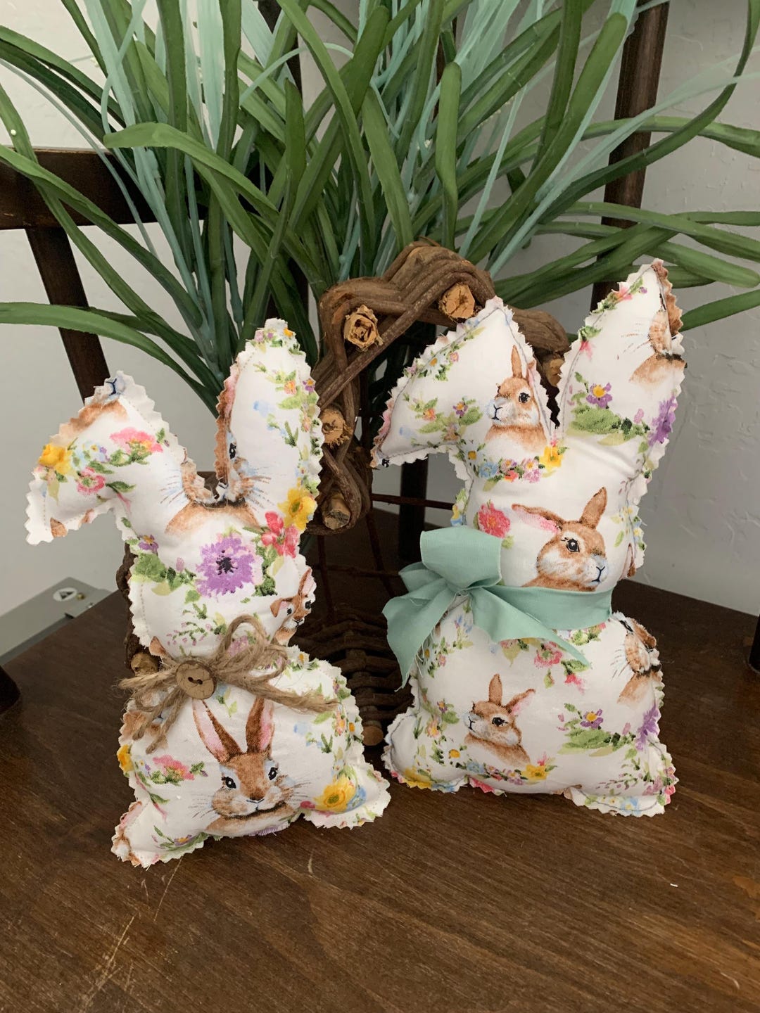 Farmhouse Easter Bunny Set of 2 Stuffed Spring Farmhouse Shabby Chic ...