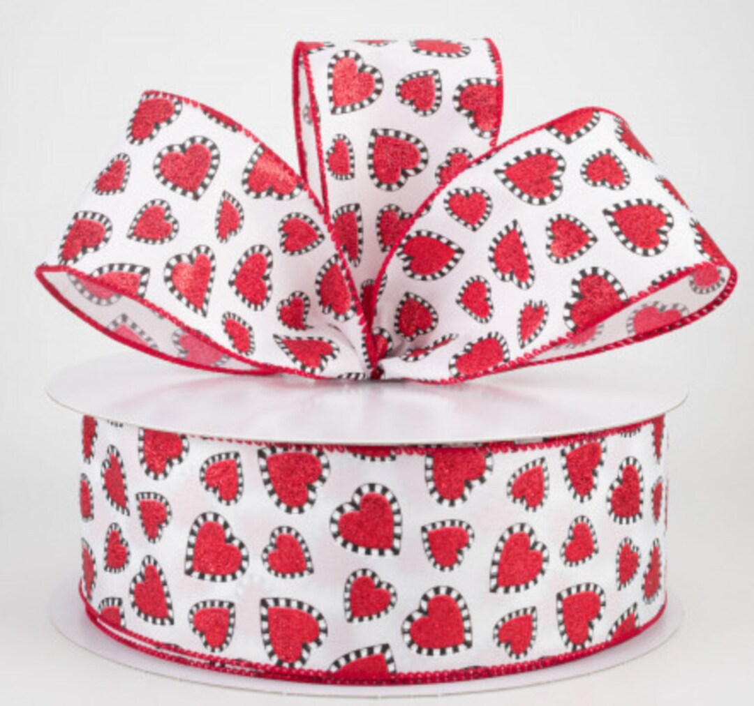WIRED Edge 2.5" ~wired Craft Ribbon~2.5" Dashed Edge Glitter Heart ...