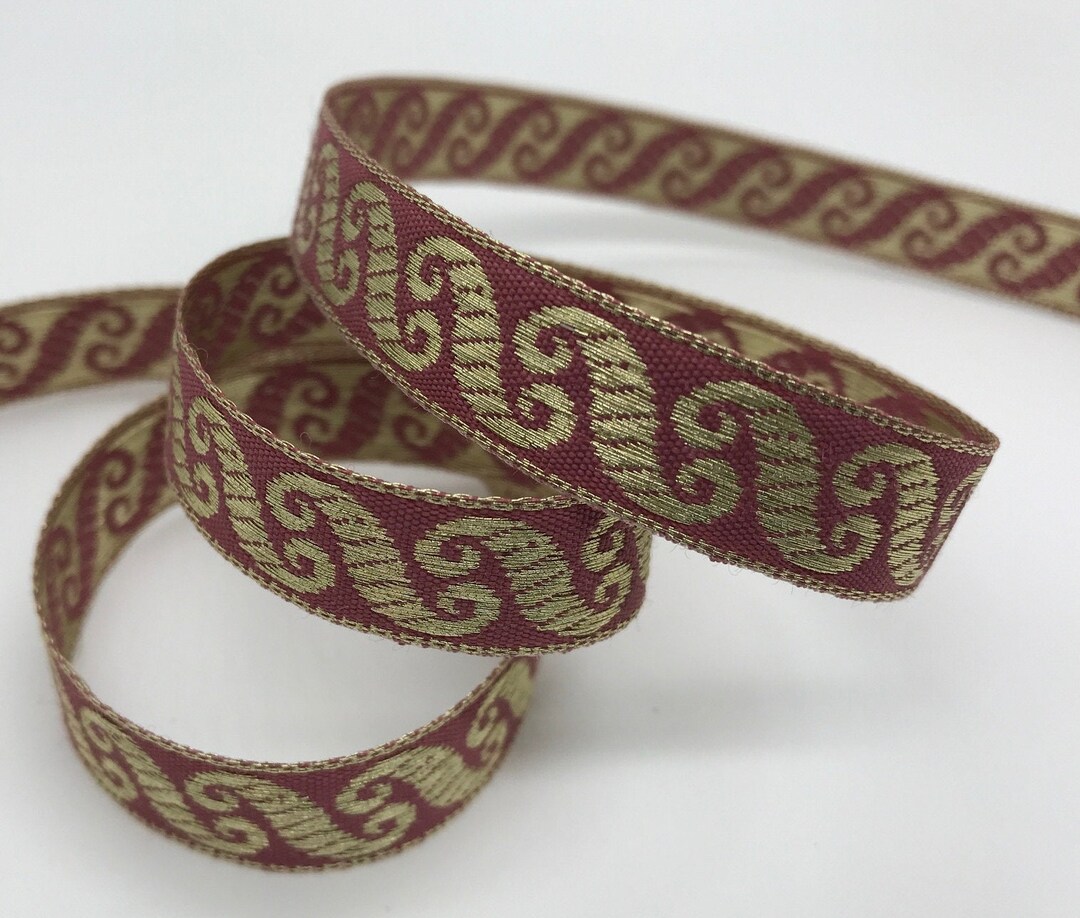 Jacquard Metallic Ribbon Trim Tape~mauve Pink~scrolls~rennaisance ...