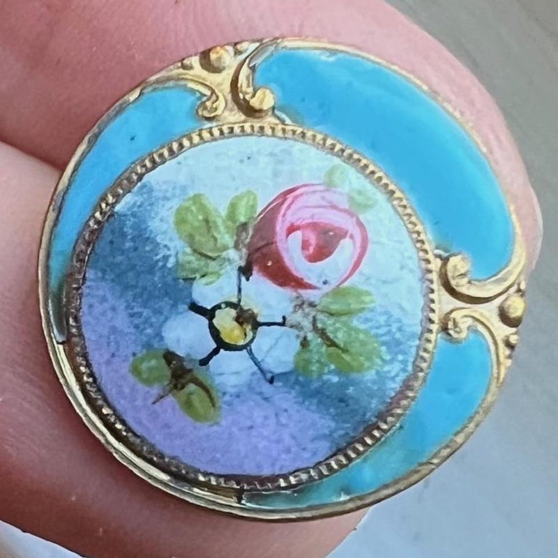 Antique Enamel Button - Etsy