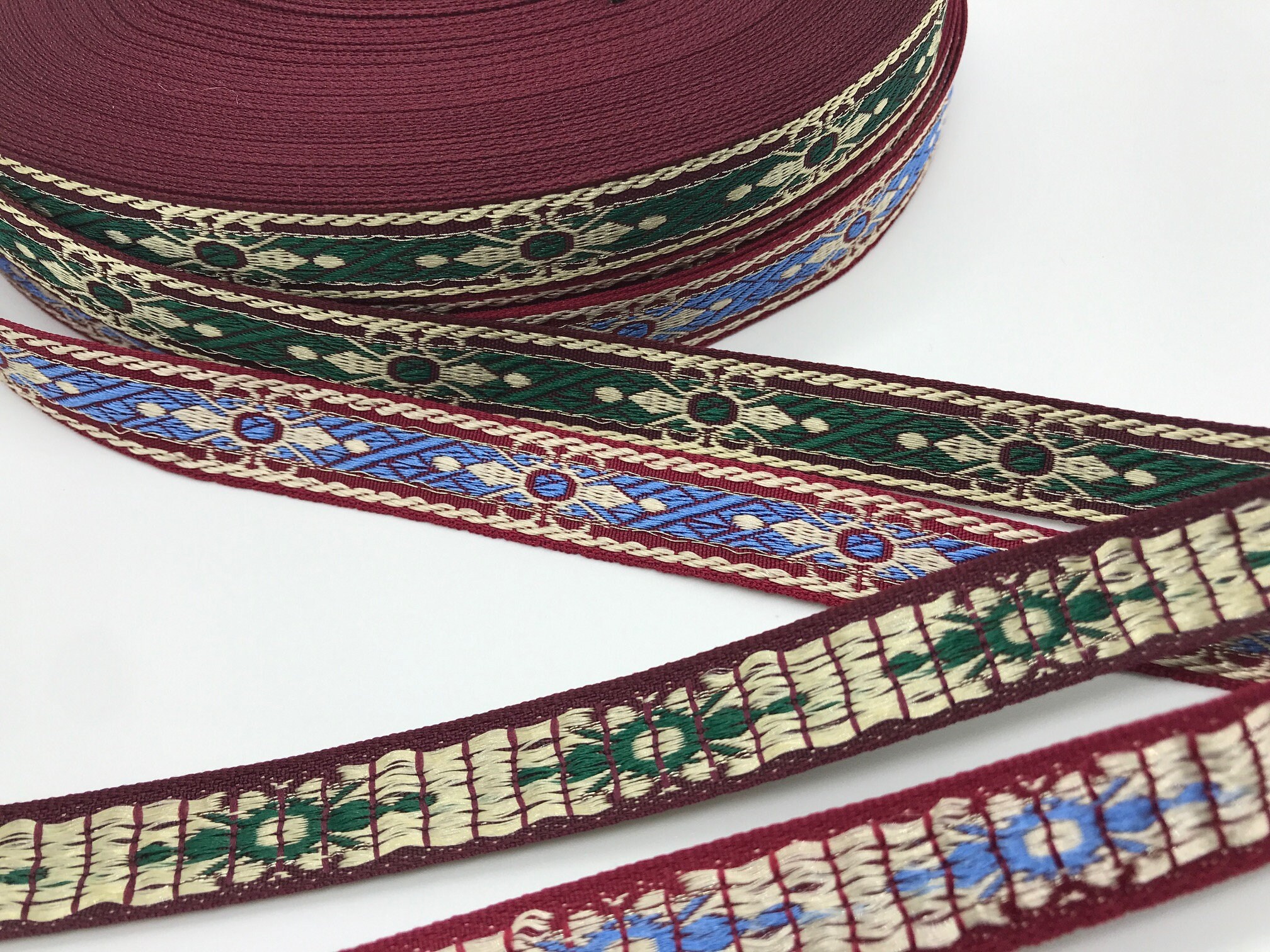Jacquard Ribbon Trim ~ 2 Colorways ~ Regal Design ~ Sewing Ribbon Trim ...