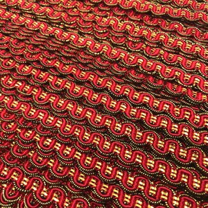 3/8" Red and Metallic Gold Scroll Braid Trim ~costume ~ Fancy ...