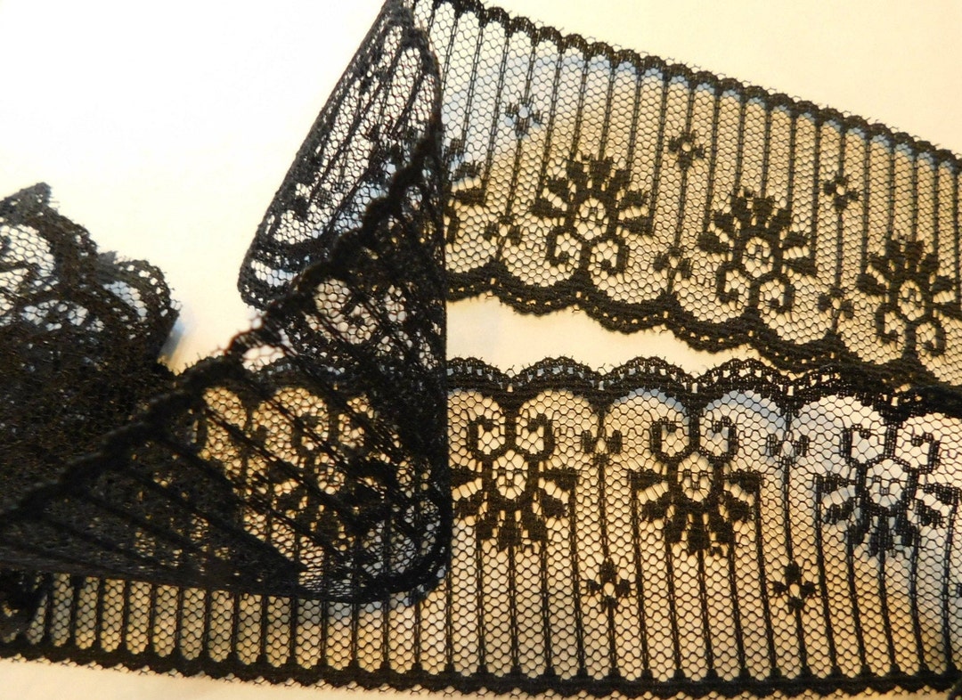 10 Yards Vintage Black Net Lace Trim1-7/8 - Etsy