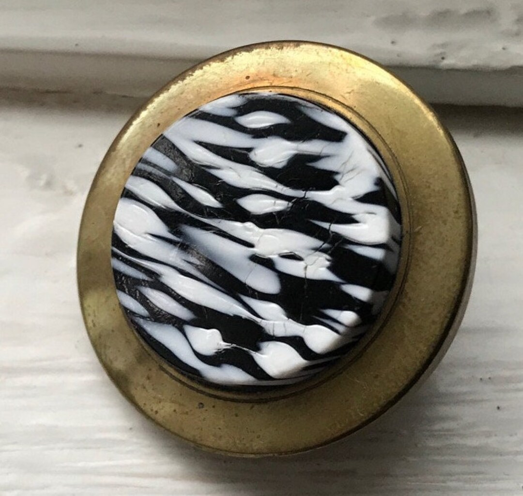 27mm Antique Brass Drum Button W/ Slag Glass Center ~ 1-1/16" #003 - Etsy