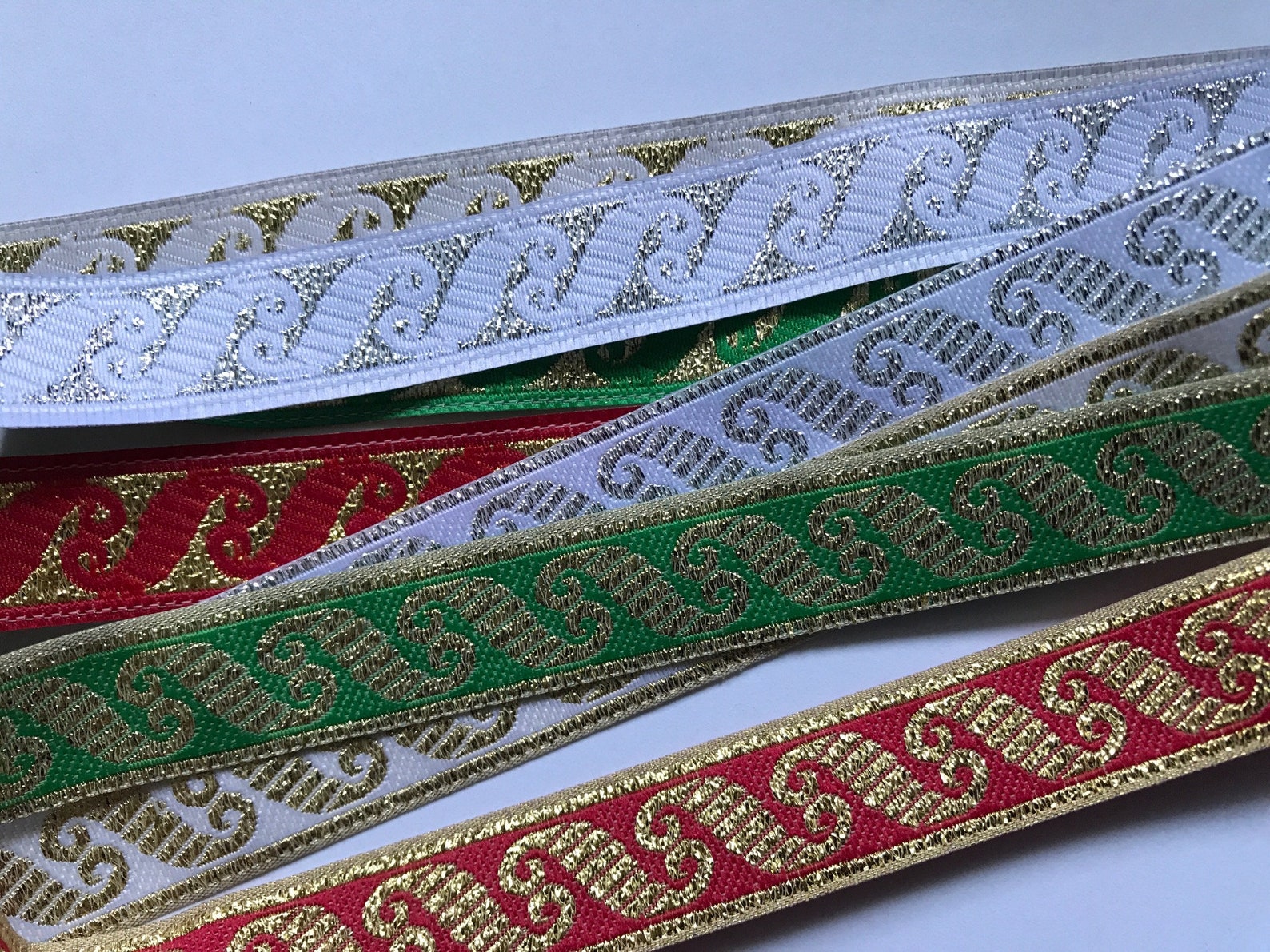 SCROLLS Jacquard Metallic Ribbon Trim Tape3 - Etsy