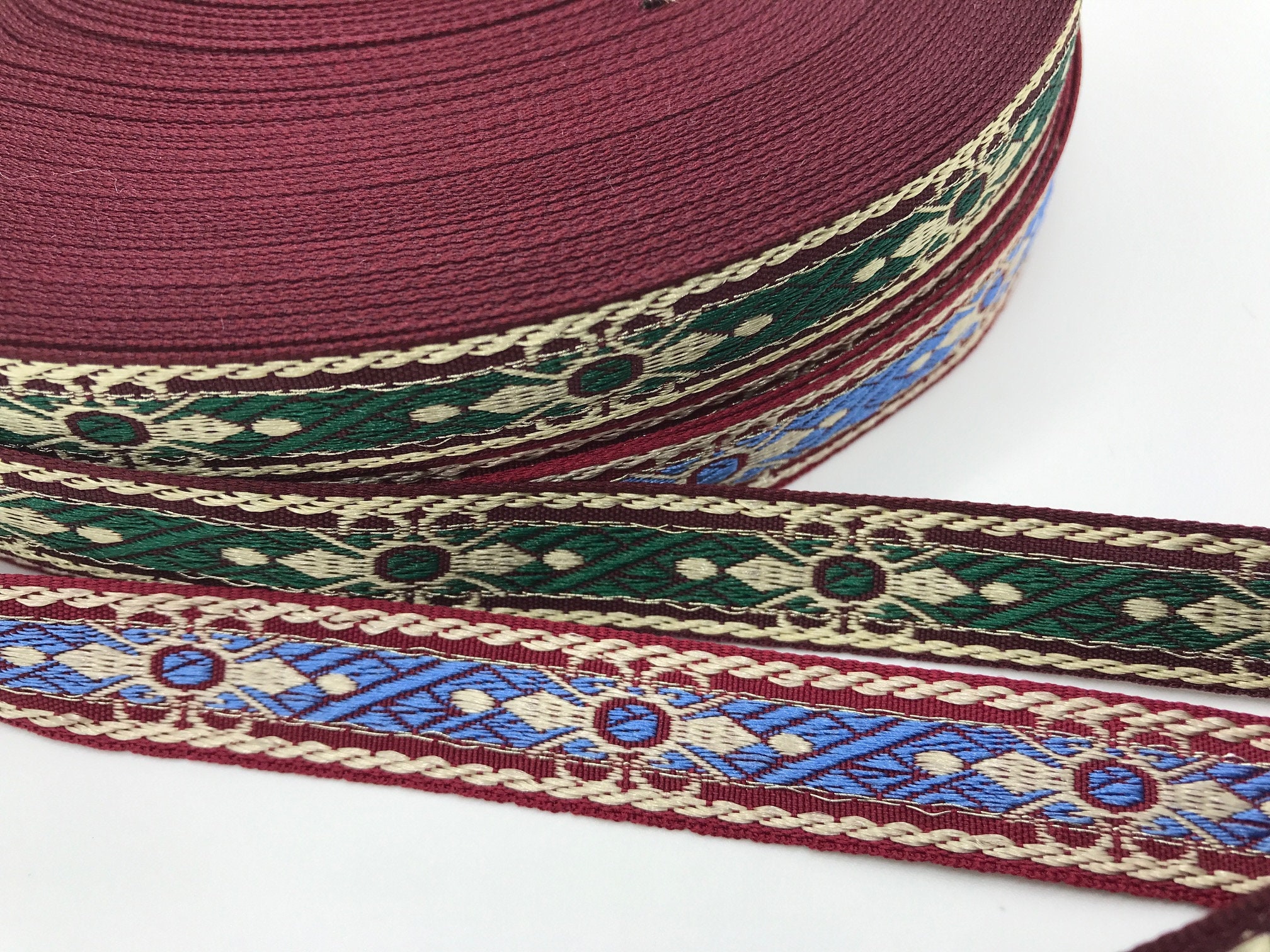 Jacquard Ribbon Trim ~ 2 Colorways ~ Regal Design ~ Sewing Ribbon Trim ...
