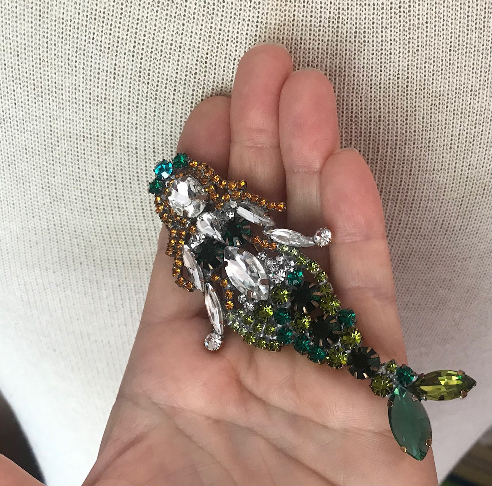 XXL Czech Rhinestone Mermaid Goddess Brooch Pin Crystal Glass - Etsy
