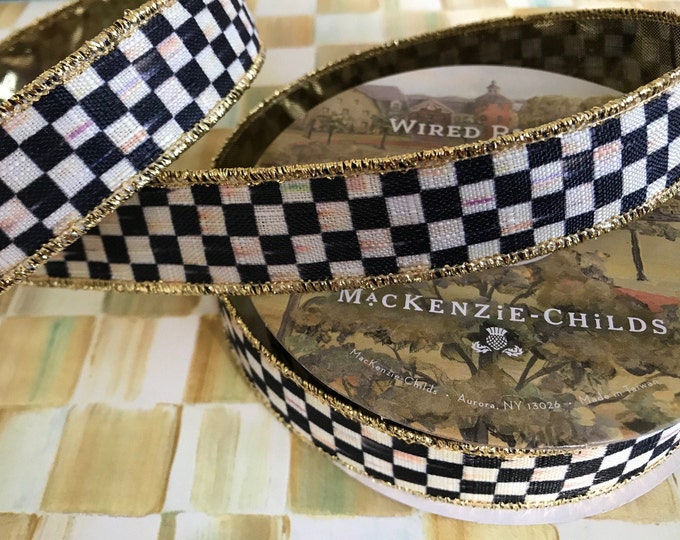 1" Sold by the Yard ~ Mackenzie Childs Courtly Check~wire Edge Ribbon ...