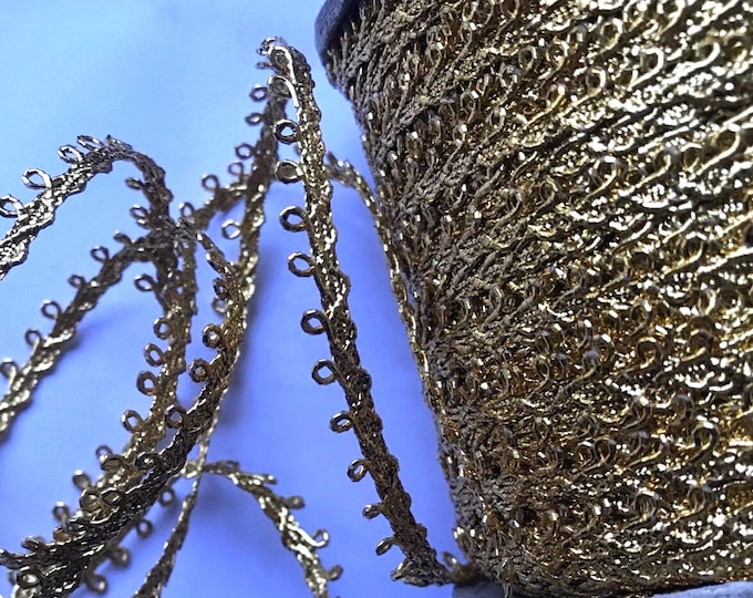 1" Circle Gimp Metallic Antique Gold and Purple French Edging Braid ...