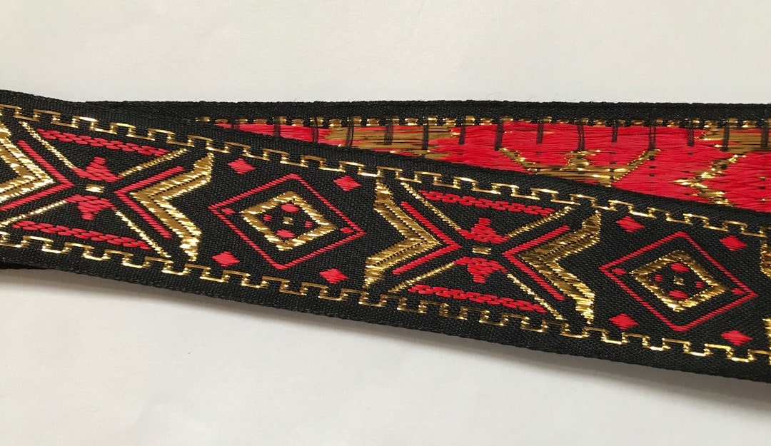 Jacquard Ribbon Trim~renaissance Fair Costume Trim~red~gold Metallic on ...
