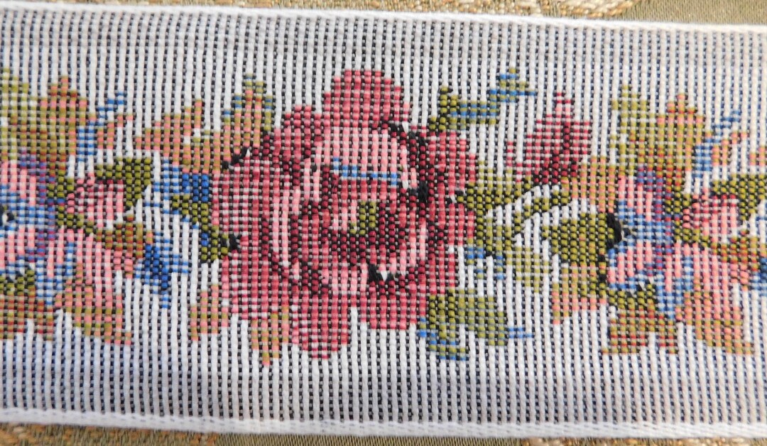 Jacquard Tapestry Ribbon Trim Renaissance Fair Costume Trim~pink Rose ...