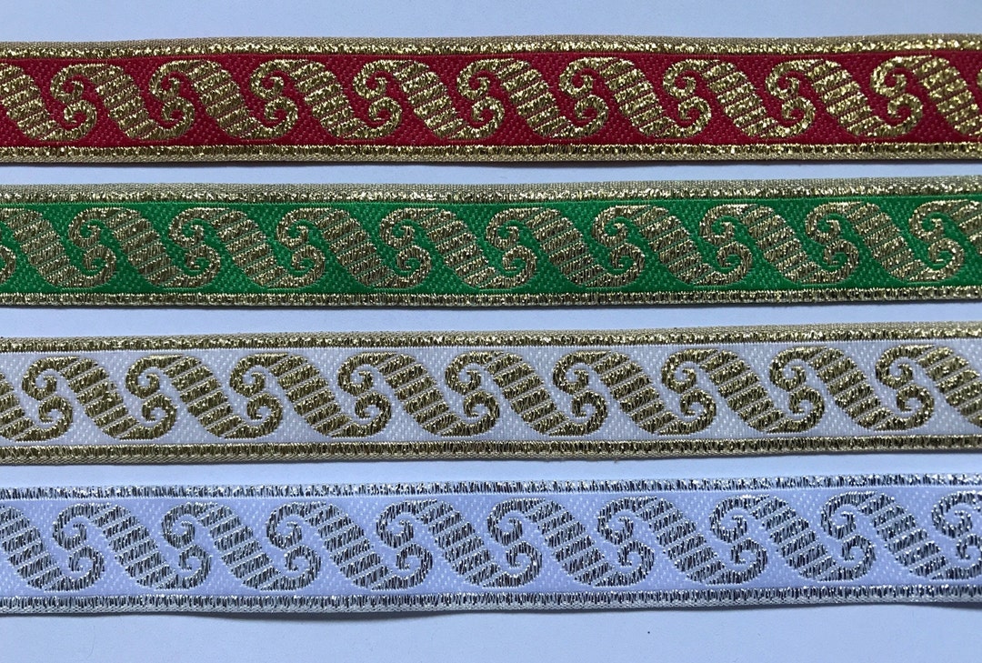 SCROLLS Jacquard Metallic Ribbon Trim Tape~3 Colorways~rennaisance ...