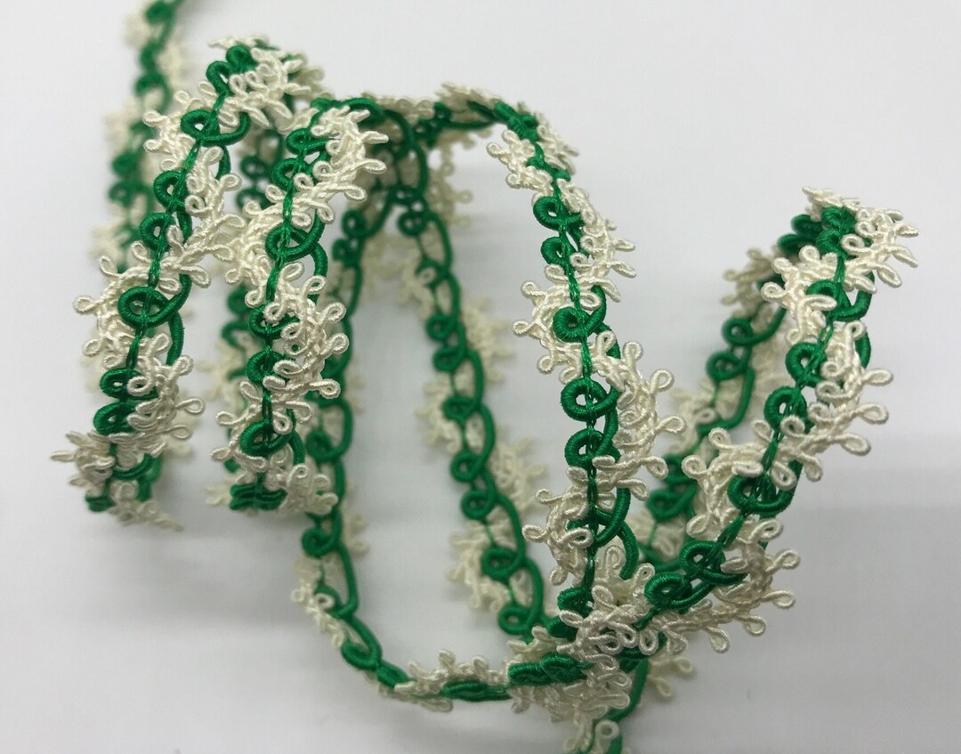 Picot Braid Trim Tape ~ Natural ~ Christmas Green ~ Ornament Trim ~ 5/ ...