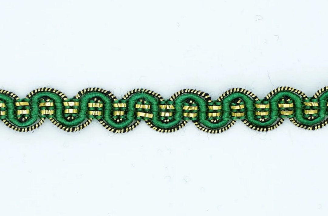 3/8" Emerald Green and Metallic Gold Scroll Braid Trim ~costume ~ Fancy ...