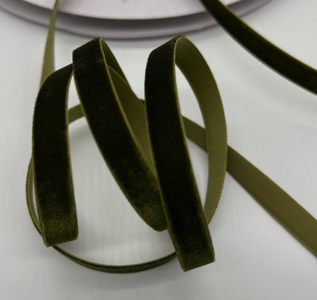 Narrow Velvet Ribbon Olive Green 3/8 Wide velvet Trims - Etsy