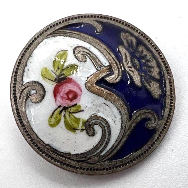 Antique Enamel Button - Etsy