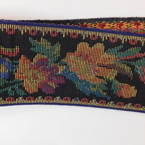 VINTAGE Woven Jacquard Tapestry Ribbon Trim 2-1/2" Red~blue~yellow~navy ...
