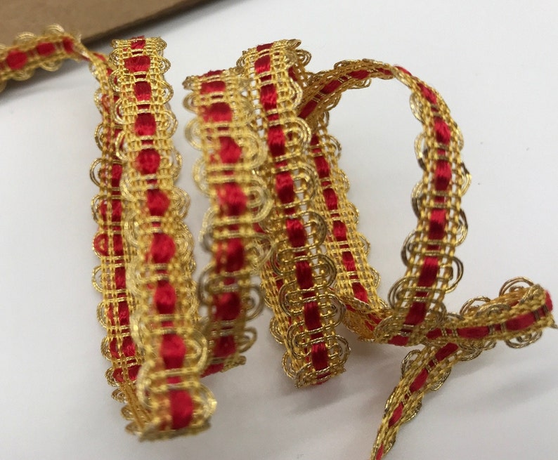 Red and Metallic Gold Scallop Braid Fancy Embellishment Trim - Etsy