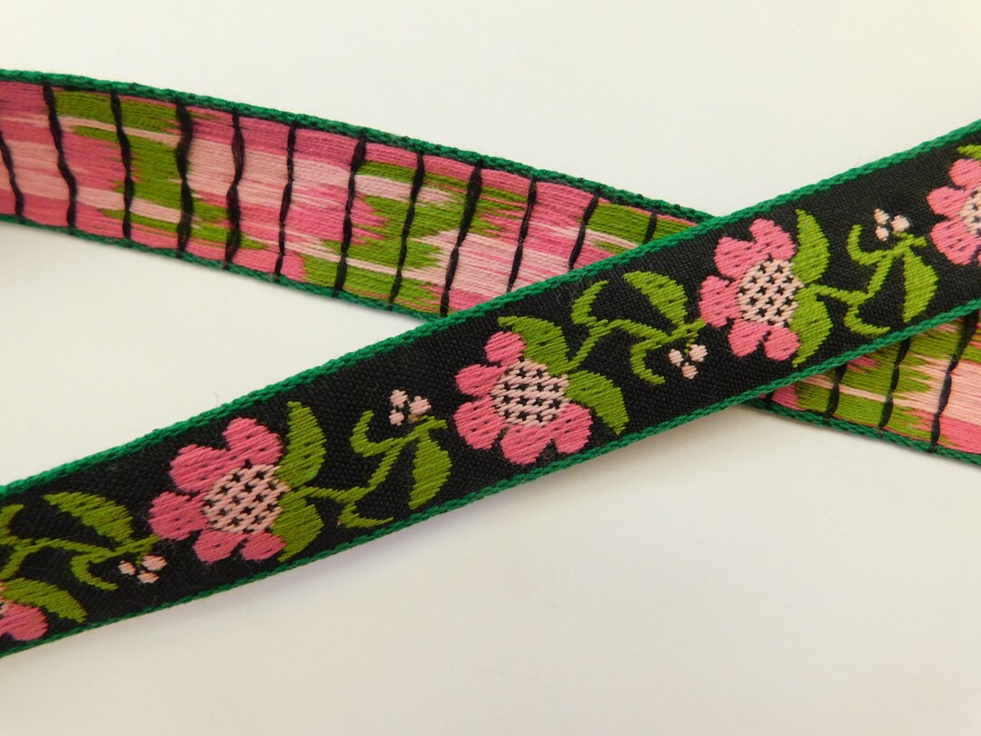 Vintage Narrow Floral Jacquard Ribbon Trim Tape~cotton~pink, Sage Green ...