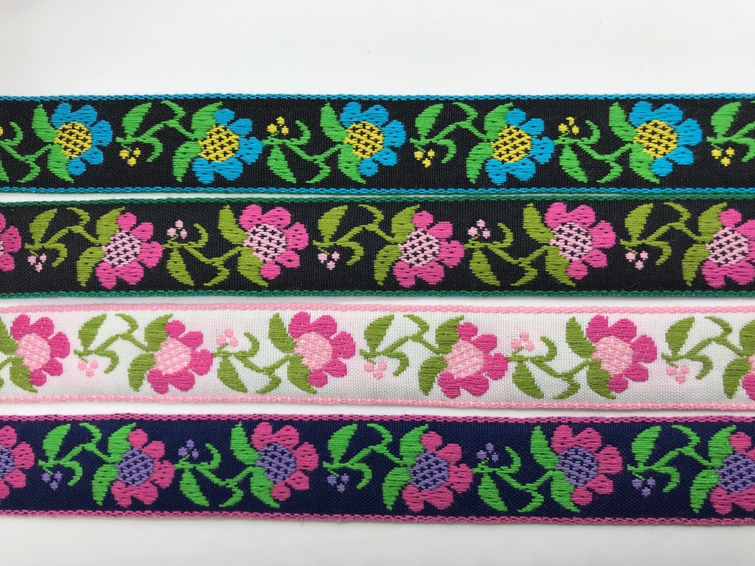 Vintage Narrow Floral Jacquard Ribbon Trim~4 Colorways~you Pick~3/4" - Etsy