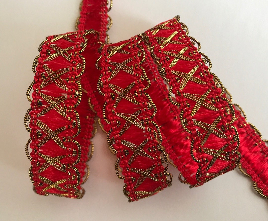 RED and Metallic Gold Crossover Braid ~ 5/8" ~ Costume Trim - Etsy