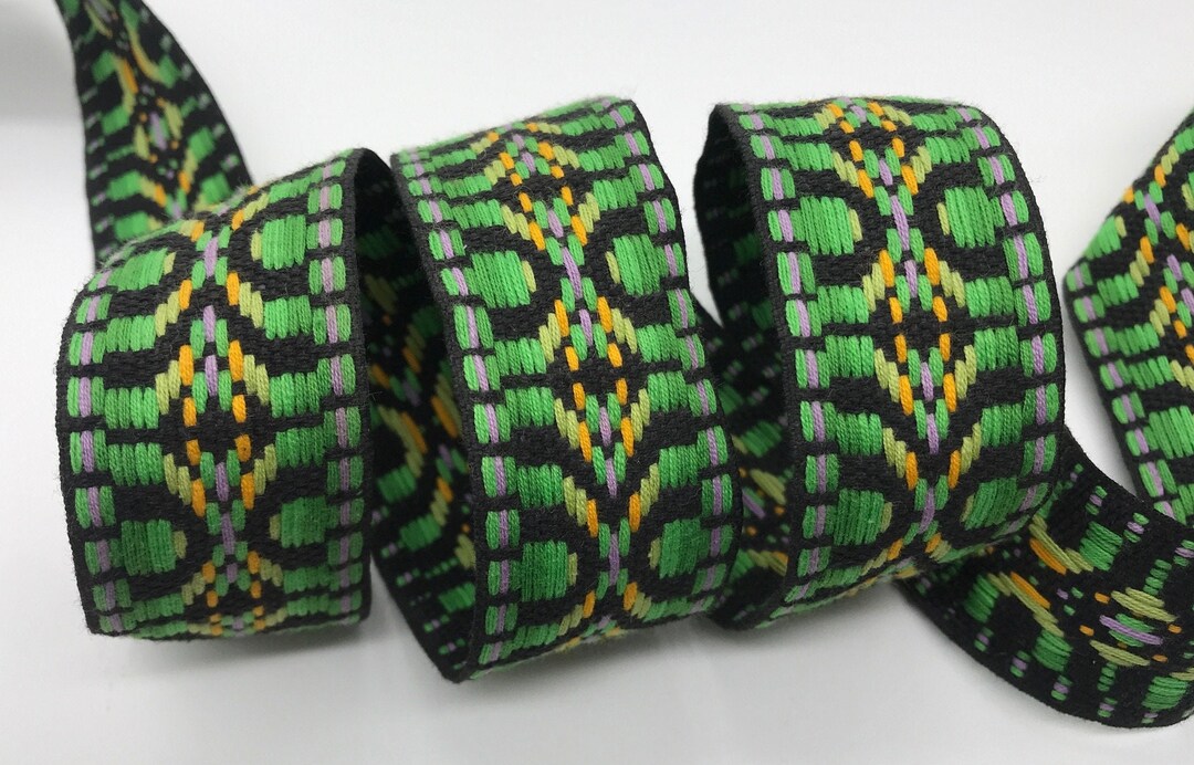 Vintage Cotton Jacquard Ribbon ~ Southwestern Costume Trim ~ Geometric ...