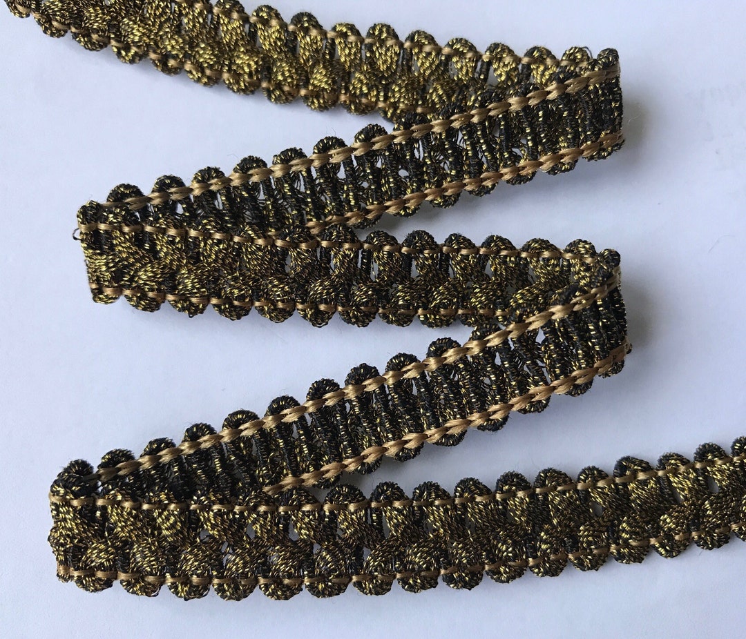 Metallic Antique Gold and Black French Edging Braid Metal Trim 7/16 ...