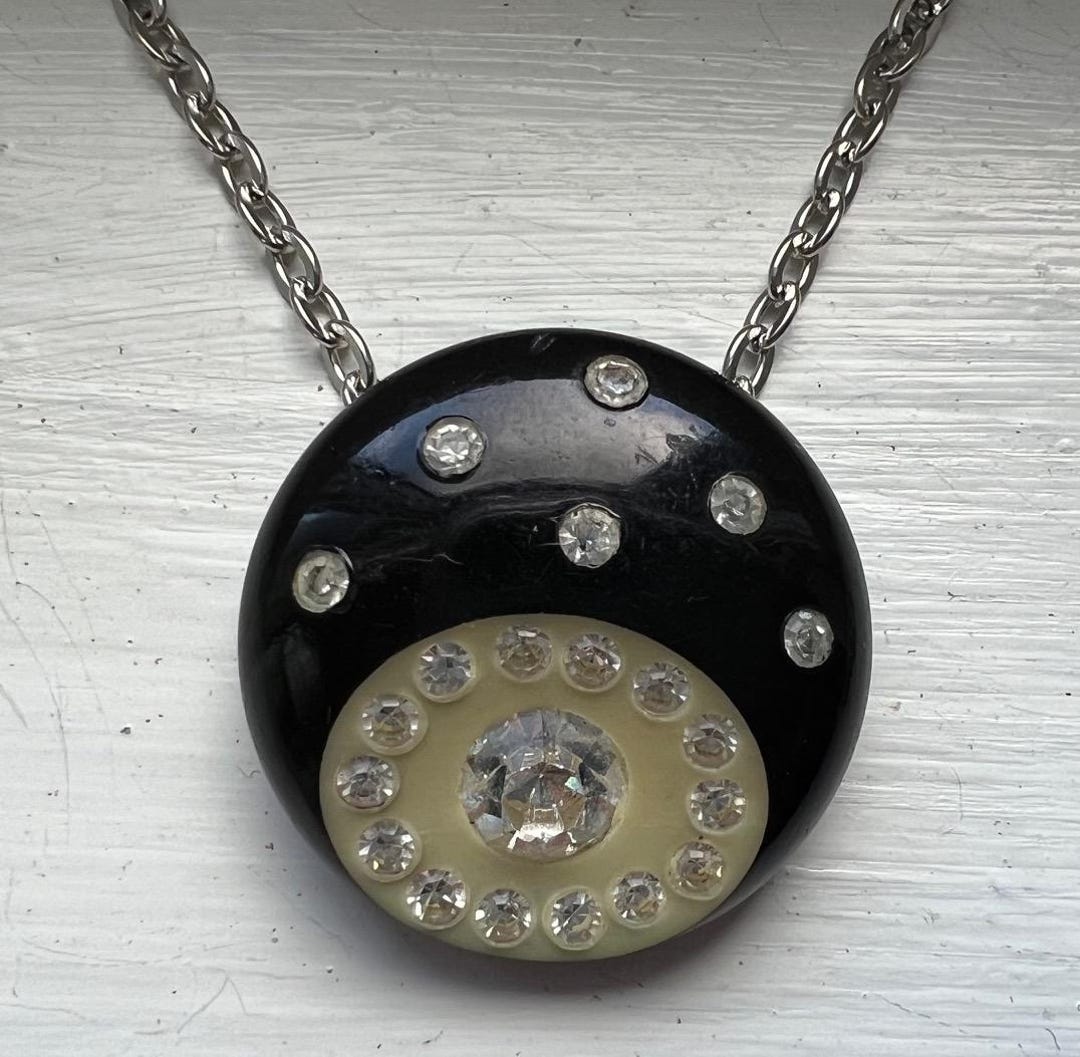 Beautiful Vintage Art Deco BUTTON Necklace~celluloid and Crystal ...