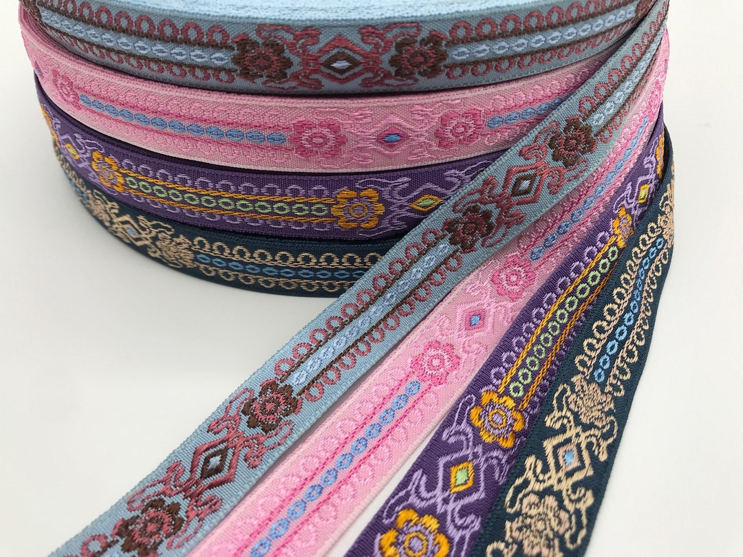 Jacquard Ribbon Trim ~ 4 Colorways ~ Regal Design ~ Sewing Ribbon Trim ...