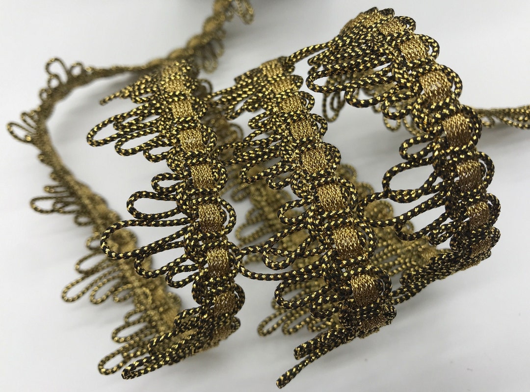 Metallic Gold and Black French Scroll Braid Trim, 1" Edging - Etsy