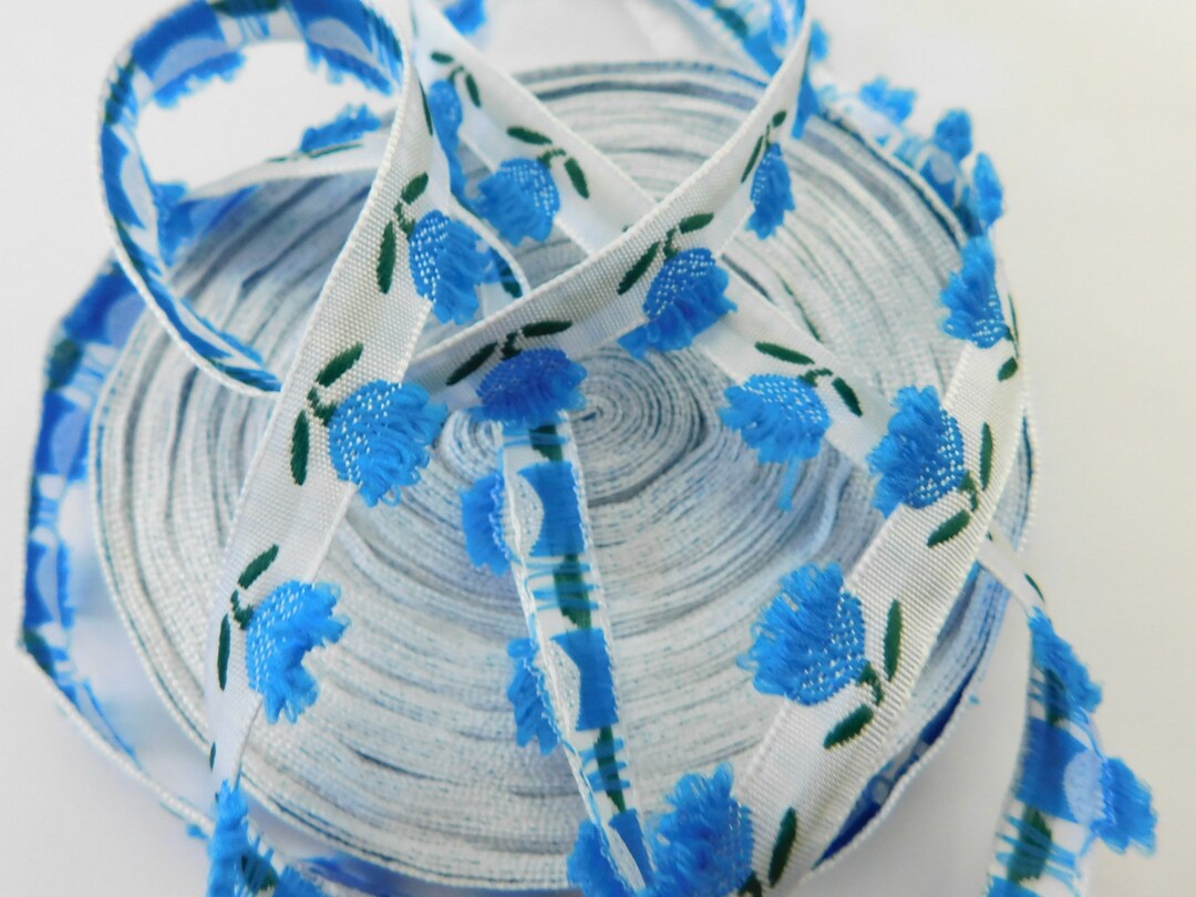 Sweet Narrow Jacquard Ribbon Trim Tapemulti Floralblue on - Etsy