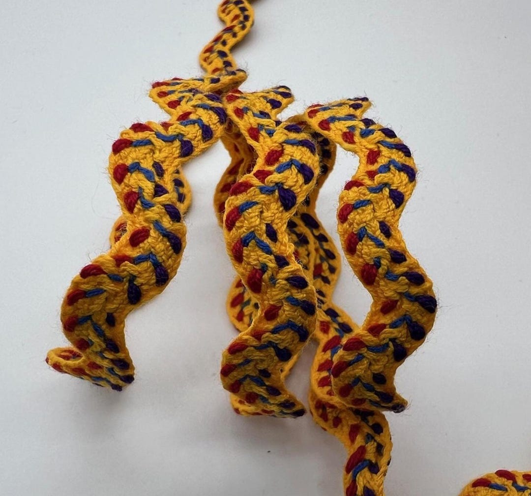 5/8" Embroidered Feather Stitch Ric Rac Orange Yellow W Red/navy ~ Rick ...