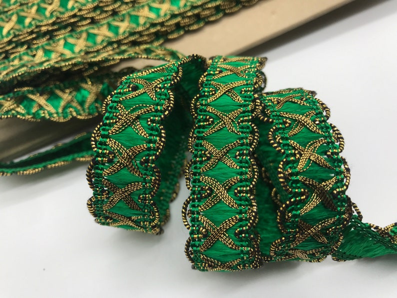 Kelly Green and Metallic Gold Crossover Braid 5/8 - Etsy