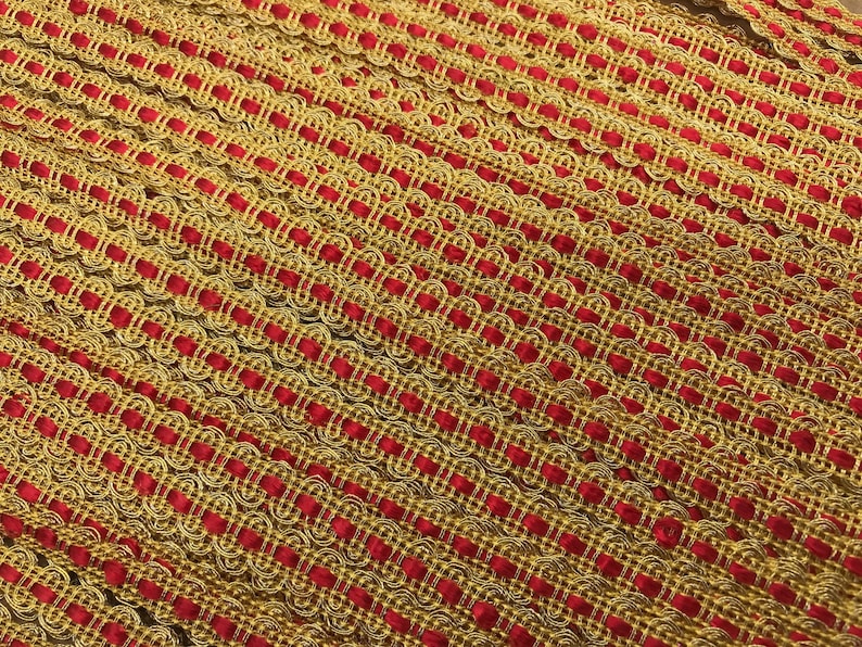 Red and Metallic Gold Scallop Braid Fancy Embellishment Trim - Etsy
