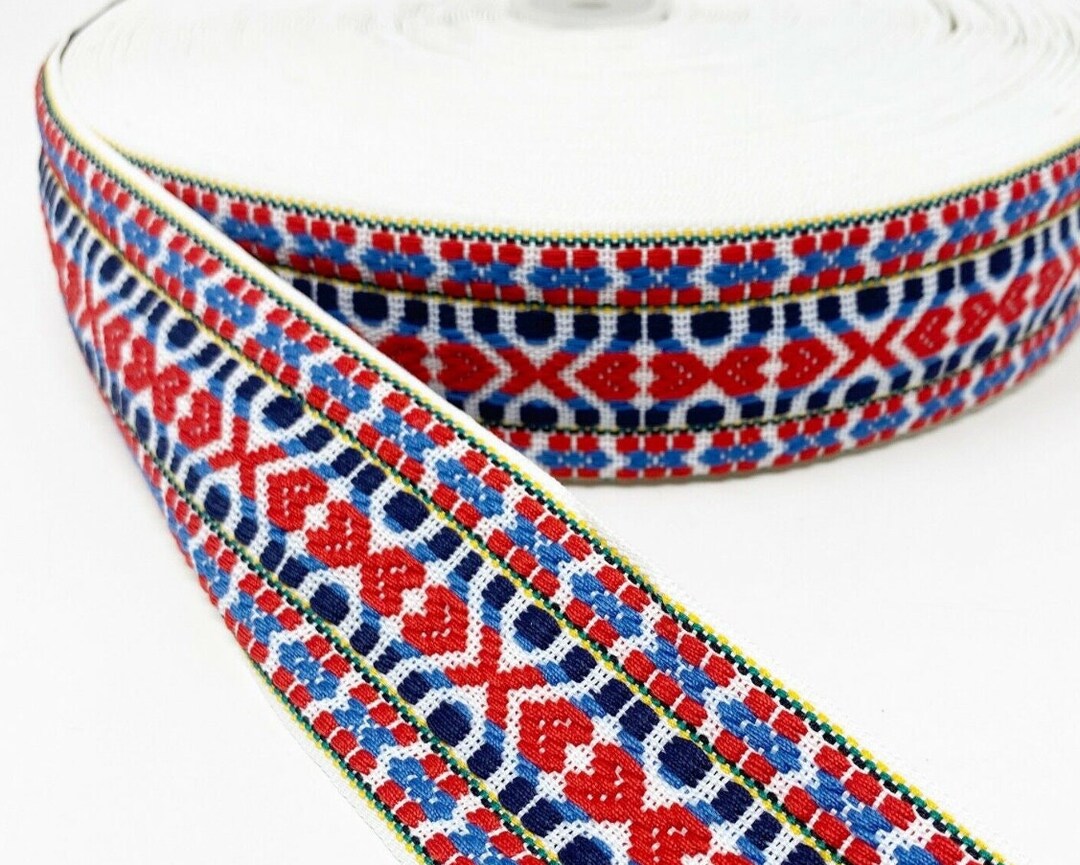 Vintage Southwestern JACQUARD BRAID Trim 2" Wide Boho~guitar Strap Trim ...