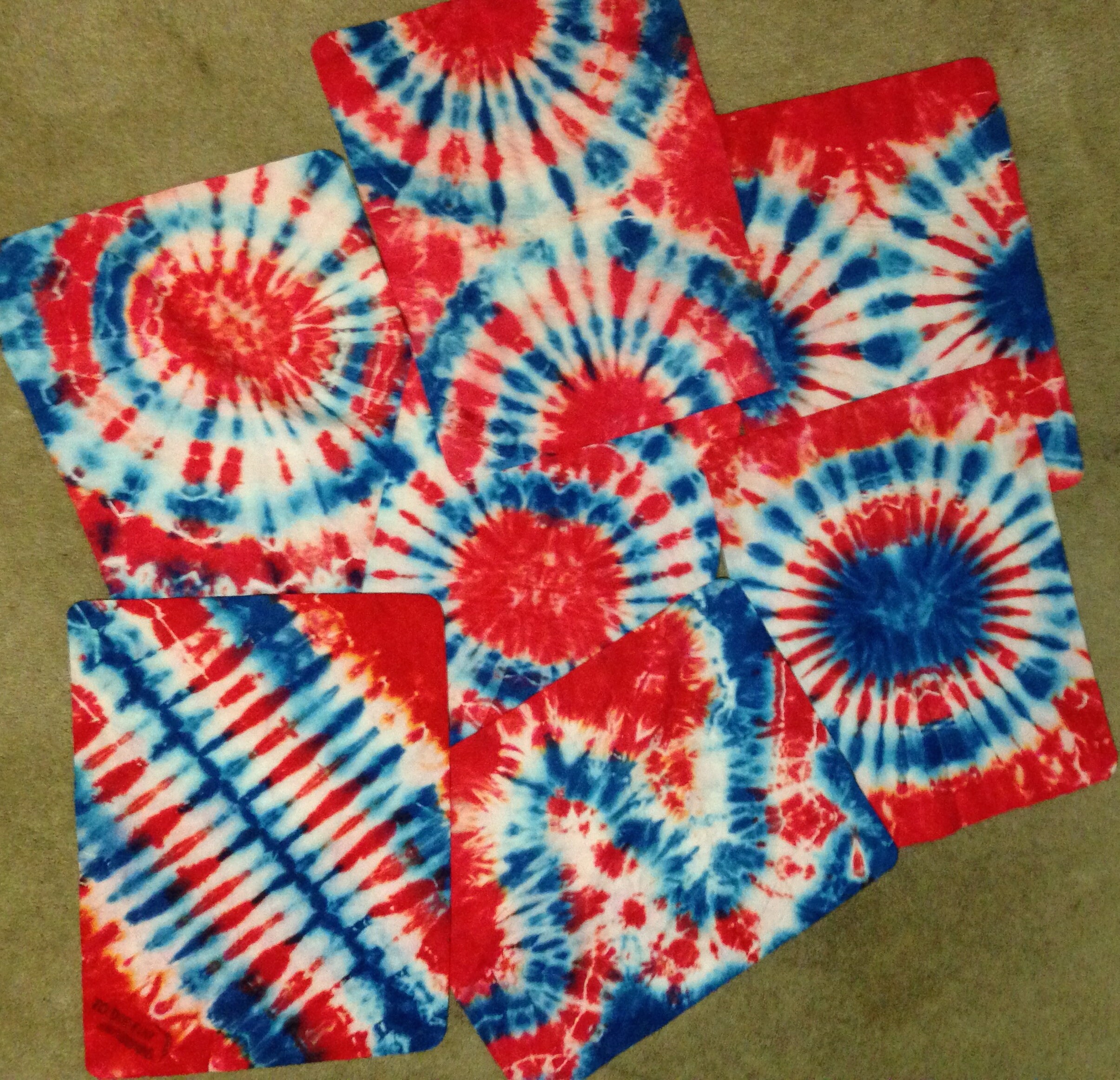 Patriotic RED WHITE BLUE Tie Dye Shammies Shammy Sammy Shammies Chamois ...