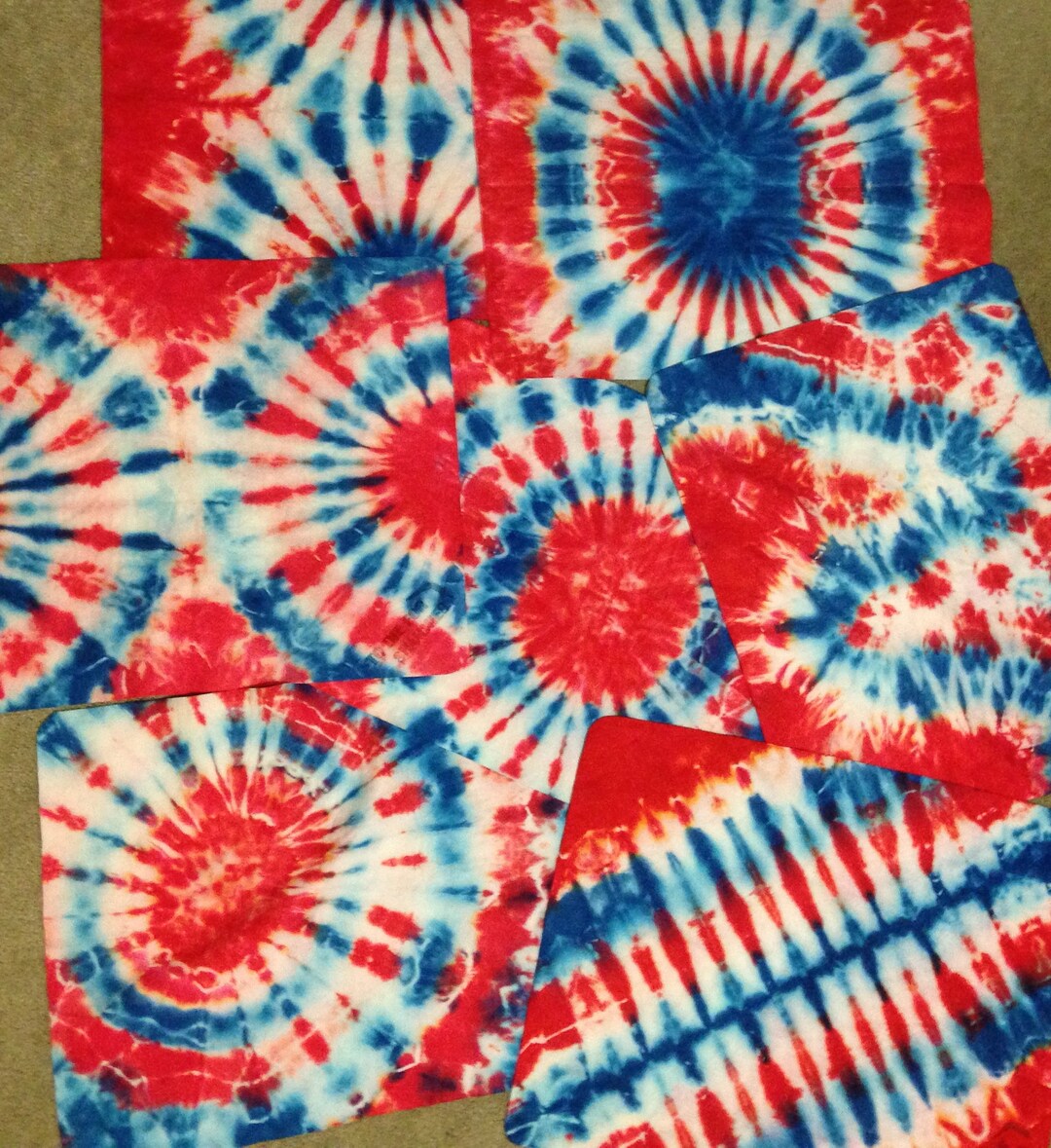 Patriotic RED WHITE BLUE Tie Dye Shammies Shammy Sammy Shammies Chamois ...