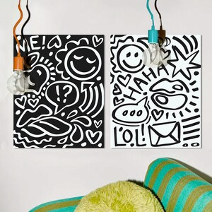 Bold Doodles, Set of 2, Iconography Fun Wall Art - Etsy