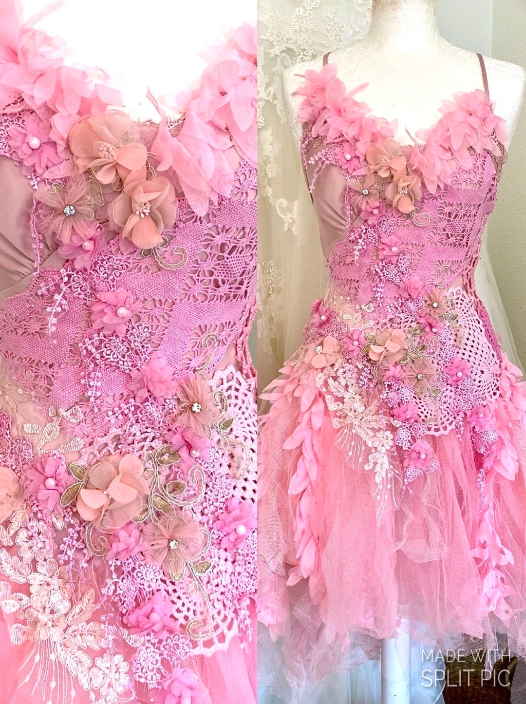 Pink Cosplay Wedding Dress Fairy Tale Colors,bridal Gown for Faries ...
