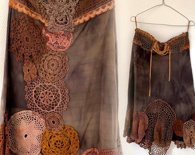 Boho Skirt in a Tattered Look , Eco Friendly Fashion Made From Upcycled ...