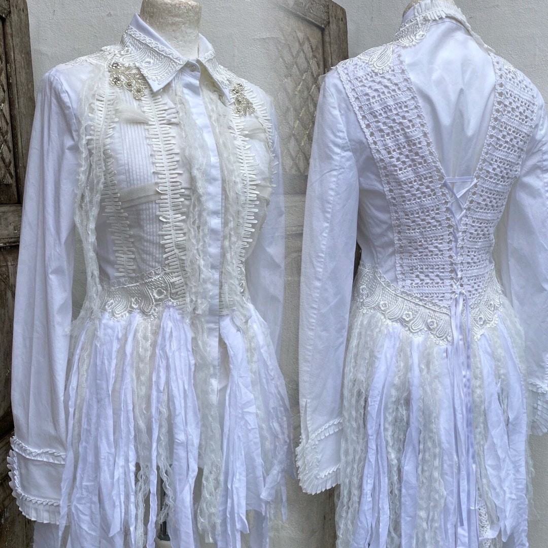 Victorian Shirt Repurposed Lace,hippie Inspired Cardigan,vintage ...