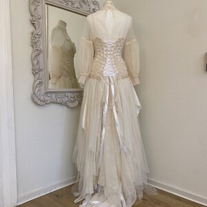 Wedding Dress With Long Sleeves , Bridal Gown One of a Kind Raw Rags - Etsy