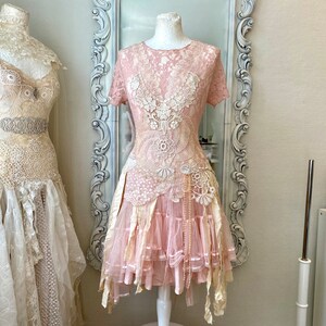 Pink Boho Wedding Dress , Bridal Dress for a Fairy ,be Raw Rags - Etsy