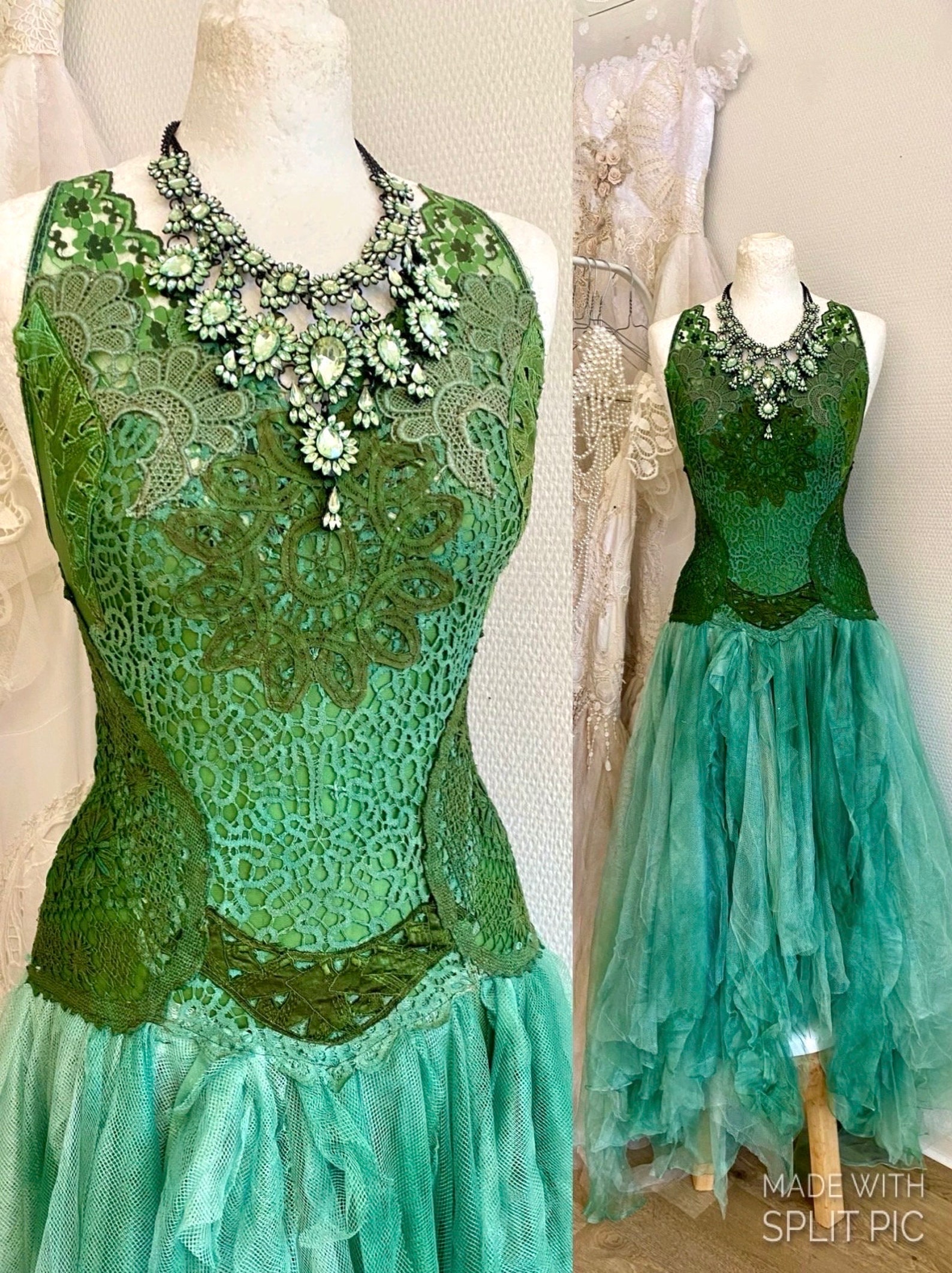 Green Fairy Wedding Dress ,bridal Gown for Faries, Rustic Raw Rags - Etsy