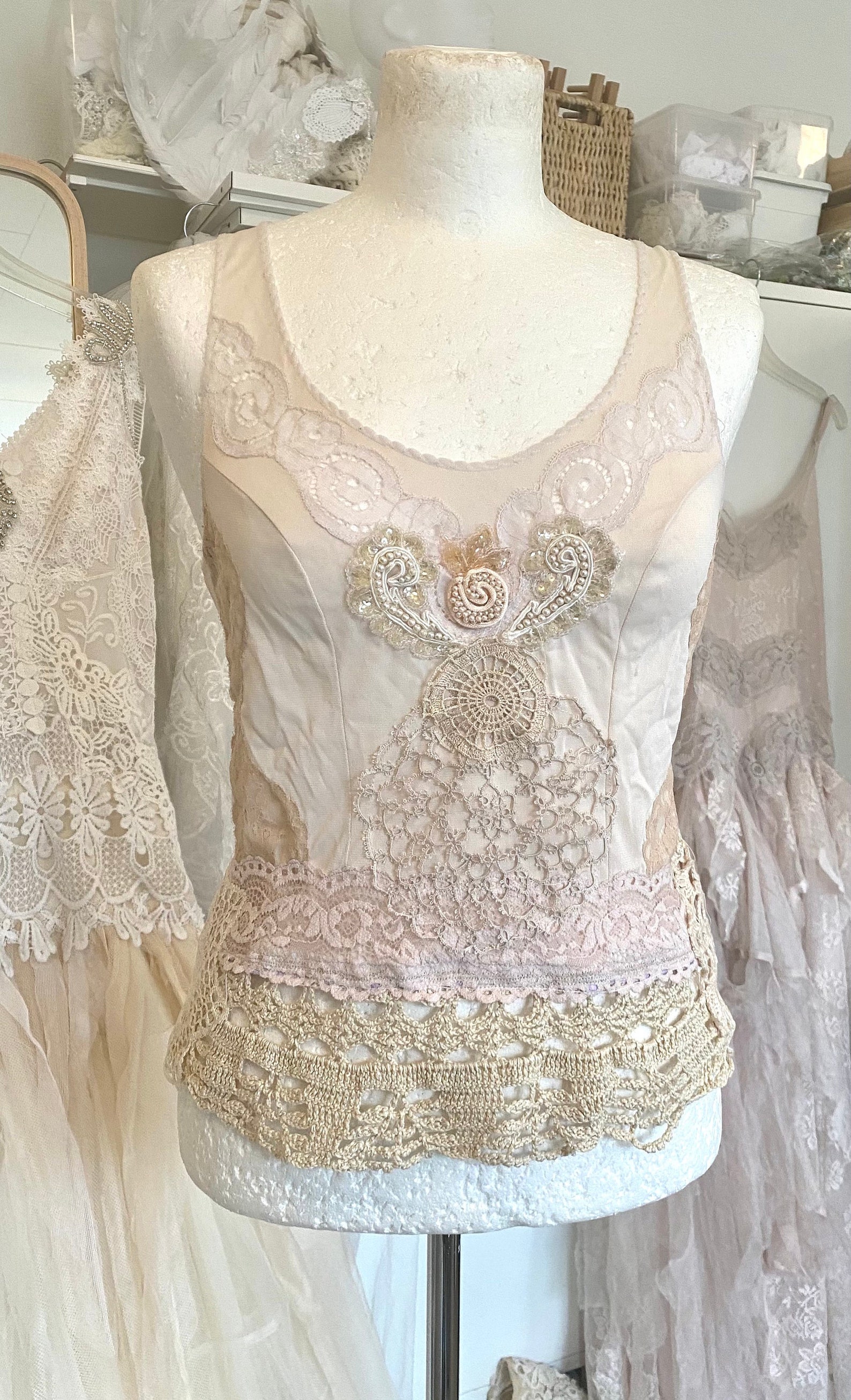 RAW RAGS Beautiful One of a Kind Top. Antique Vintage Laces - Etsy