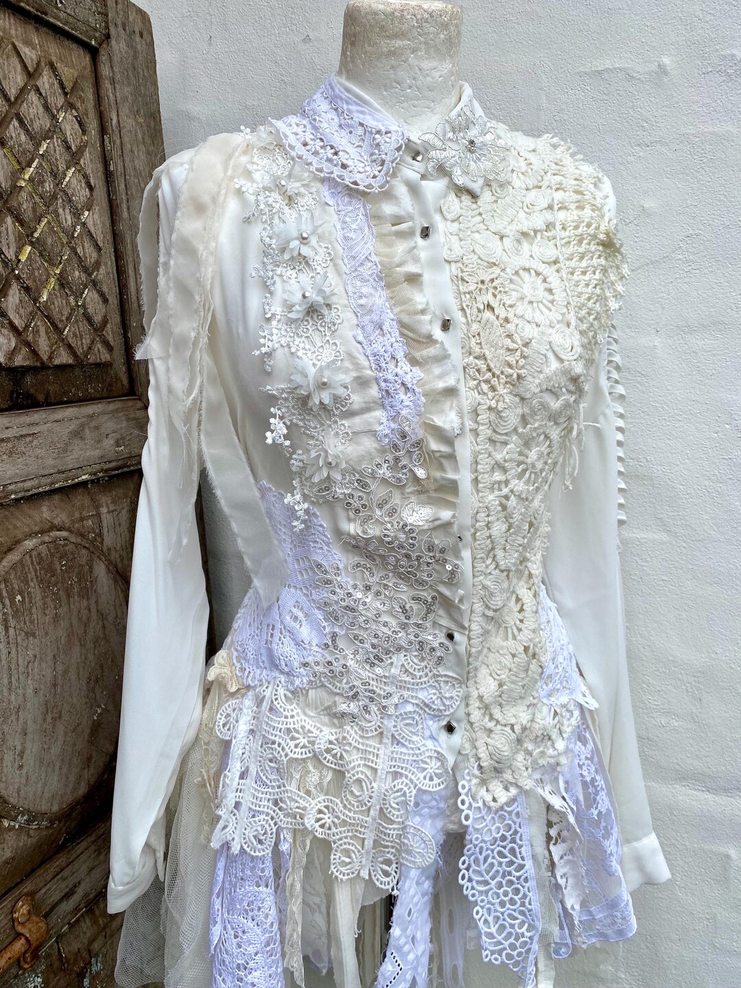 White Chiffon Shirt, Victorian Style Ruffled Blouse - Etsy