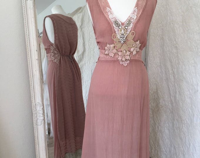 Dress Rose Coloured,unique Rose Gown,lace Dress Rose, Handmade Dress ...