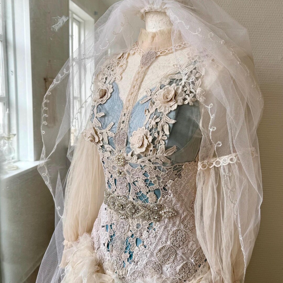 Blue Boho Wedding Dress Fairy Tale Colors,bridal Gown for Faries,elven ...